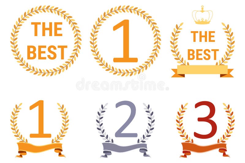 Set Award and Ribbon, Crown and Rank. Vector Medals. Stock Vector ...