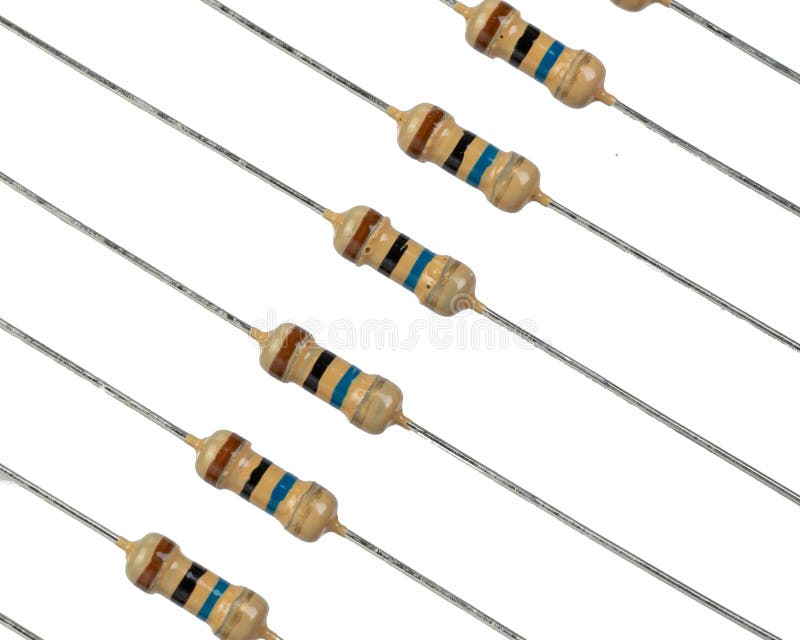 Set of Axial Resistors with Color Bands Stock Image - Image of board ...