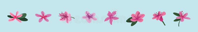 Set of Azalea Flower Cartoon Icon Design Template with Various Models ...