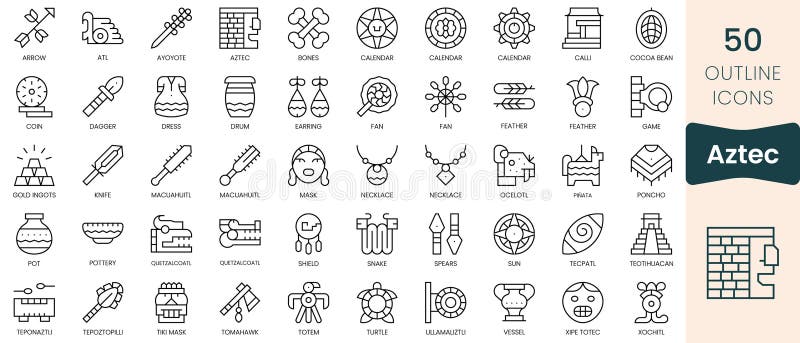 Set of Aztec Icons. Thin Linear Style Icons Pack Stock Vector ...