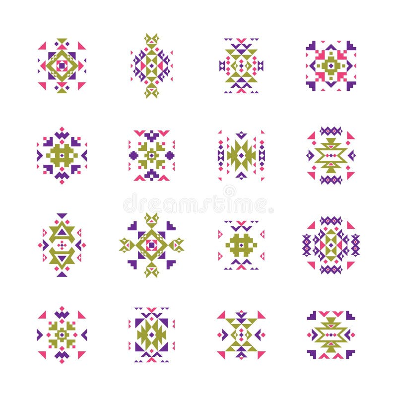 Set of Aztec Patterns. Vector Illustration Decorative Design Stock ...