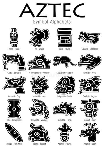 Set of Aztec Symbol Alphabets in Black Color Stock Vector ...