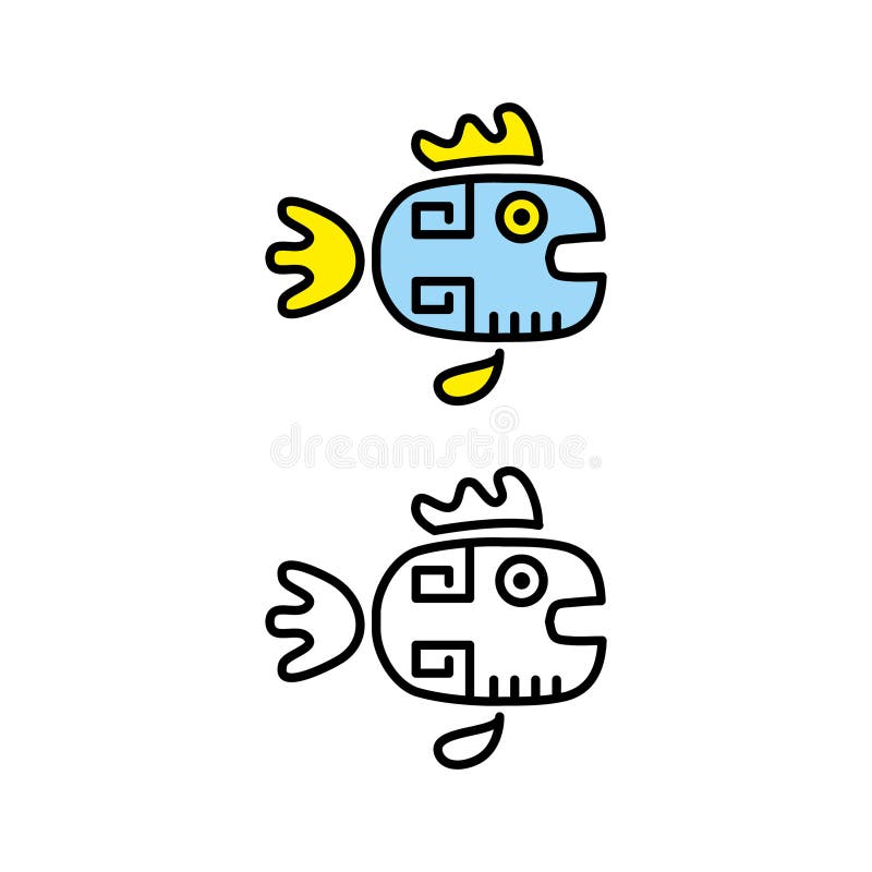 Aztec 3 stock illustration. Illustration of blue, fish - 375239661