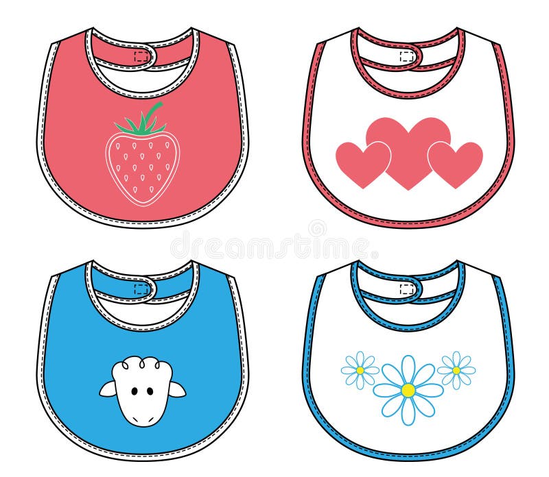 Set of Baby Bibs with Different Prints Stock Vector - Illustration of ...