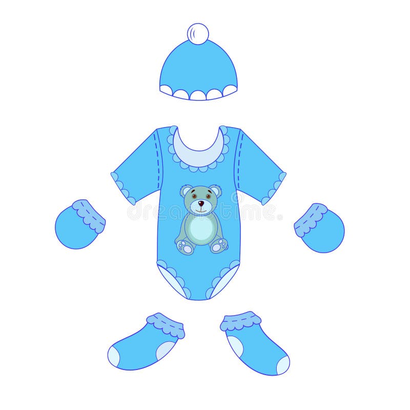 A Set of Baby Clothes for Boy in Vector Stock Vector - Illustration of ...