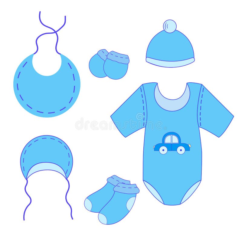 A Set of Baby Clothes for Boy in Vector Stock Vector - Illustration of ...