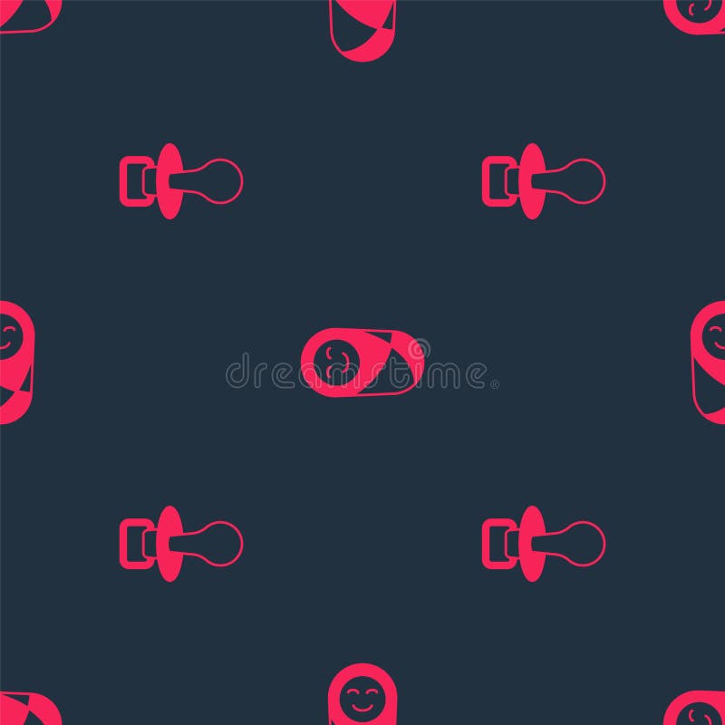 Set Baby Dummy Pacifier and Newborn Baby Infant Swaddled on Seamless ...