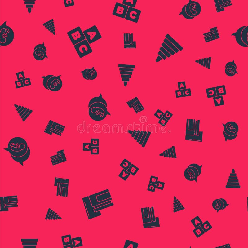 Set Baby Food, ABC Blocks, and Pyramid Toy on Seamless Pattern. Vector ...