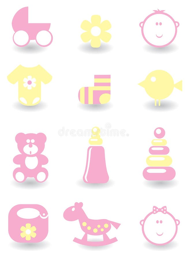 Baby girl icon set stock vector. Illustration of babies - 10236834