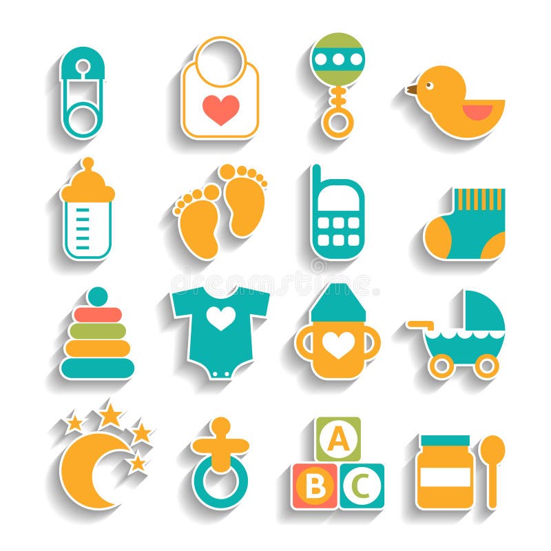 Baby icons stock vector. Illustration of cartoon, silhouette - 31752998