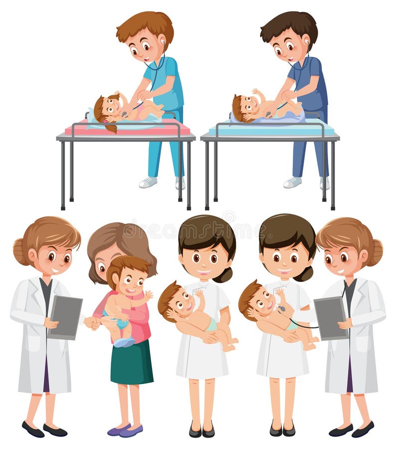 Set of Baby Nursing Cartoon Character Stock Vector - Illustration of ...