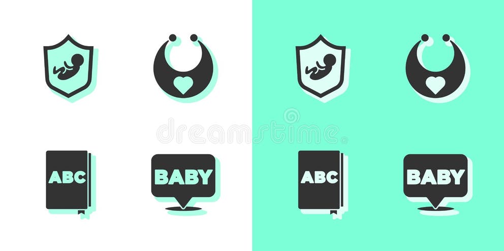 Set Baby, on Shield, ABC Book and Bib Icon. Vector Stock Vector ...