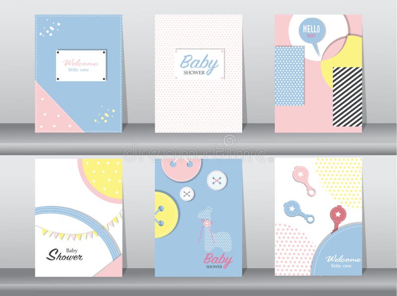 Set of Baby Shower Card on Retro Pattern Design,vintage,poster,template ...
