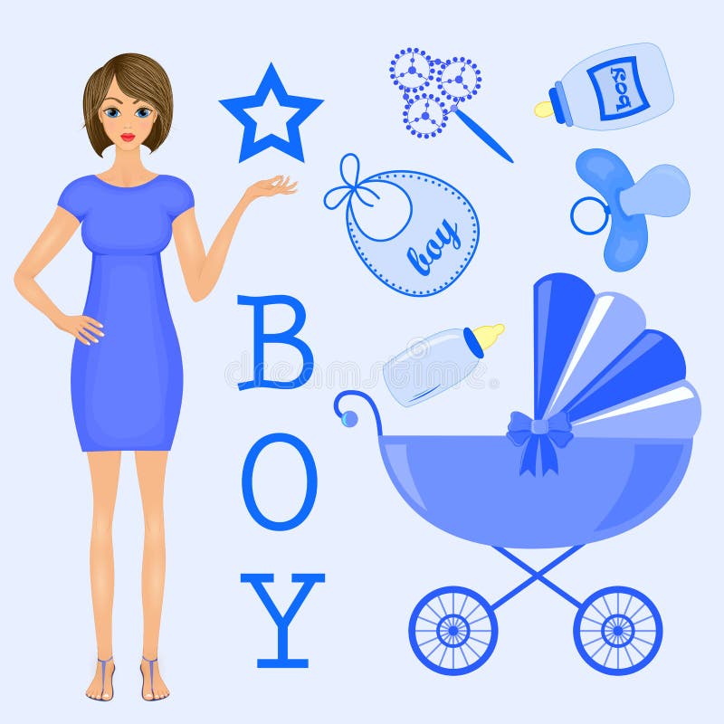 Set of Baby Shower Elements Isolated on White Background Stock Vector ...