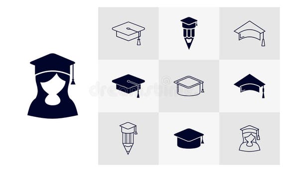 Set of Bachelor`s Hat Icon Logo Vector Template, Education Icon ...