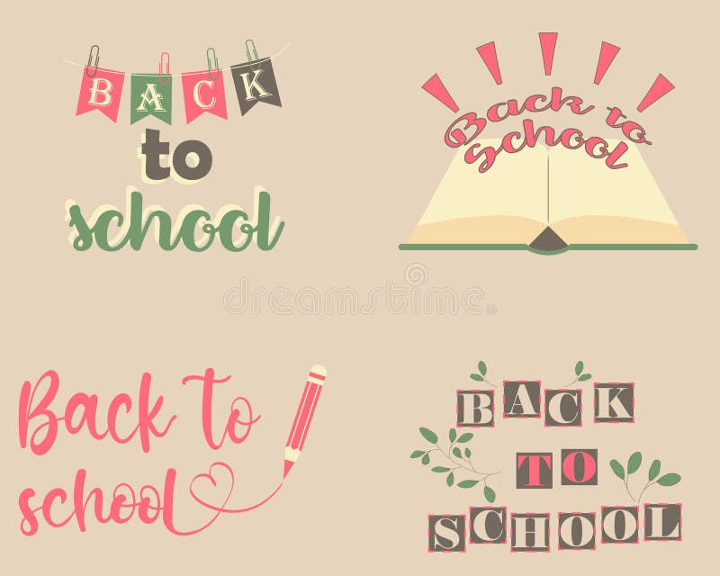 Set of Back To School Badges with Brush Script Typography Stock Vector ...
