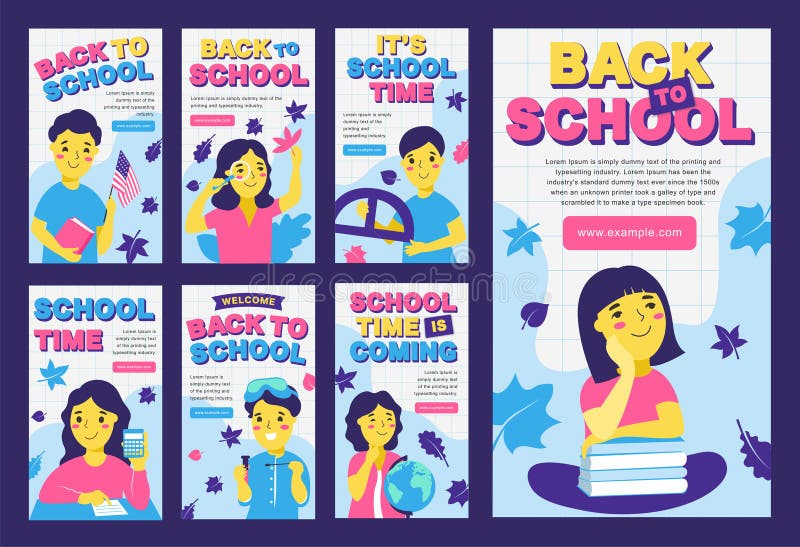 Set of Back To School Banners, Vector Templates with Text Stock Vector ...