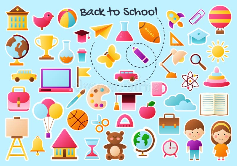 Set of Back To School Stickers. Isolated Badges. Stock Vector ...