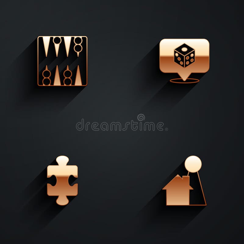 Set Backgammon Board, Game Dice, Puzzle Pieces Toy and Chip for Game ...