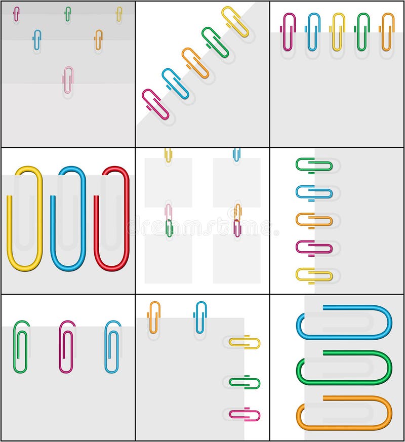Set 9 Background White Paper Clips Stock Vector - Illustration of paper ...
