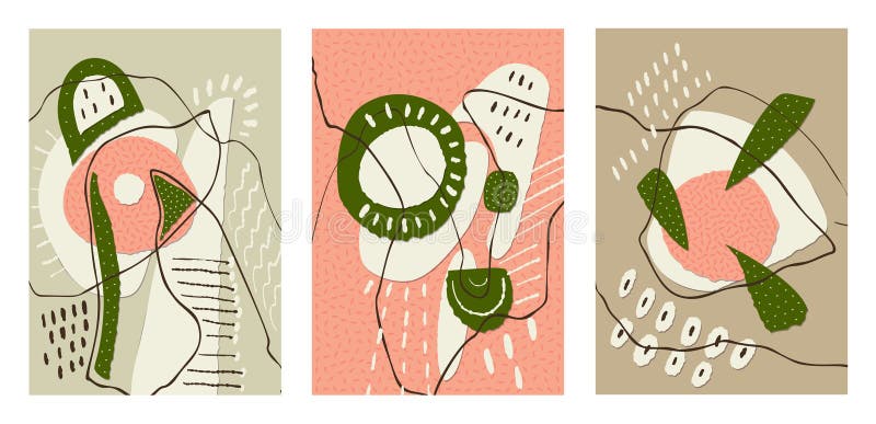 A Set of Backgrounds with an Abstract Pattern. Paper Applique Collage ...