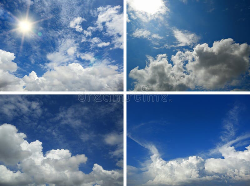 Set of Backgrounds with Blue Sky and Clouds Stock Photo - Image of ...