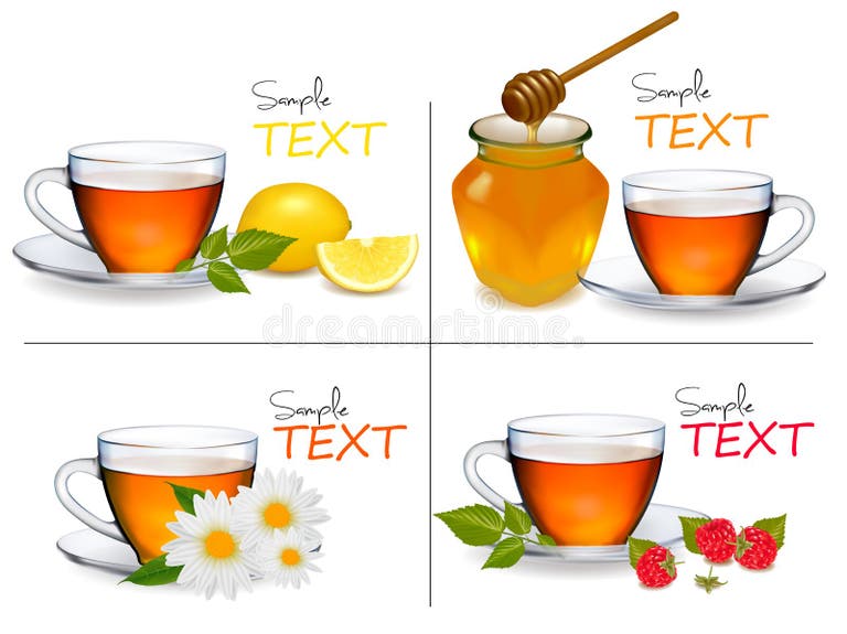 Set of Backgrounds with Cups of Tea. Vector Stock Vector - Illustration ...