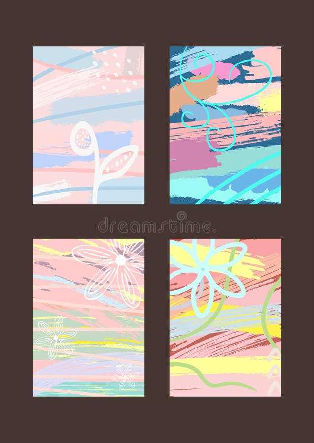 Set of Floral Rectangular Vertical Templates for Design of Greeting ...