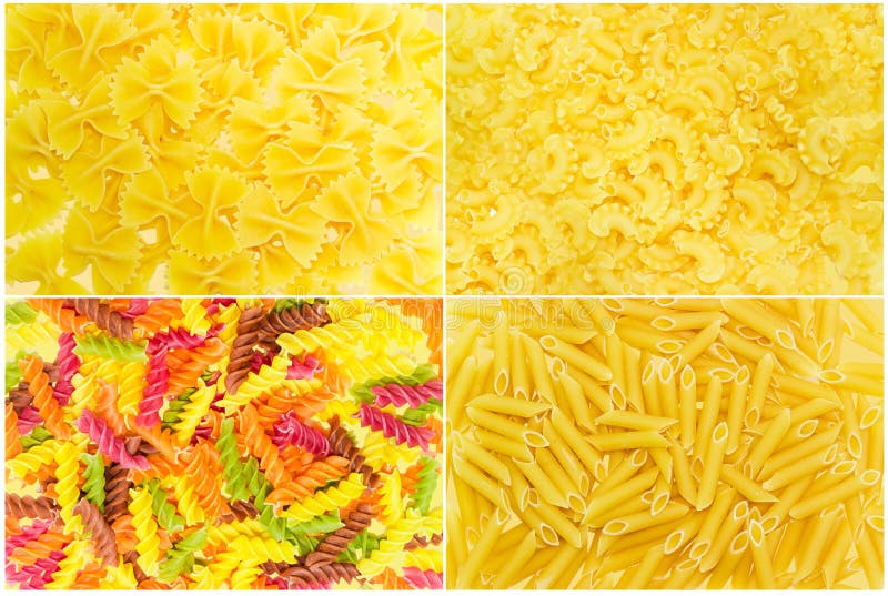 Set of Backgrounds Several Uncooked Pasta Different Varieties Stock ...