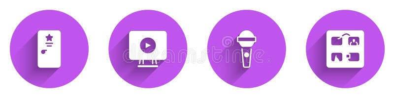 Set Backstage, Online Play Video, Microphone and Storyboard Icon with ...