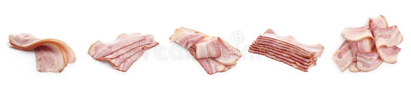 Set with Bacon Slices on Background. Banner Design Stock Image - Image ...