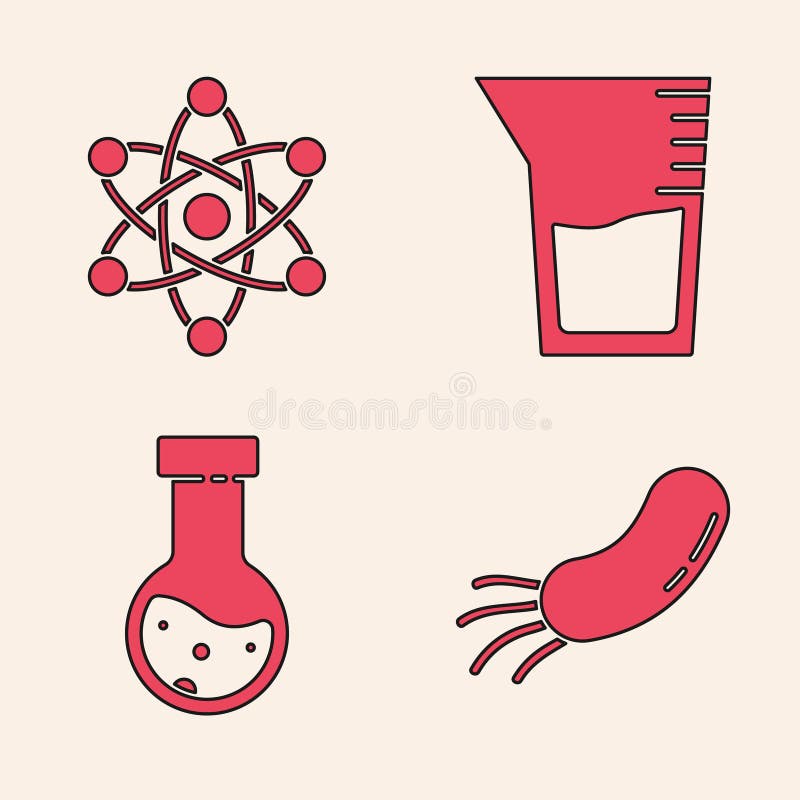 Set Bacteria, Atom, Laboratory Glassware or Beaker and Test Tube and ...