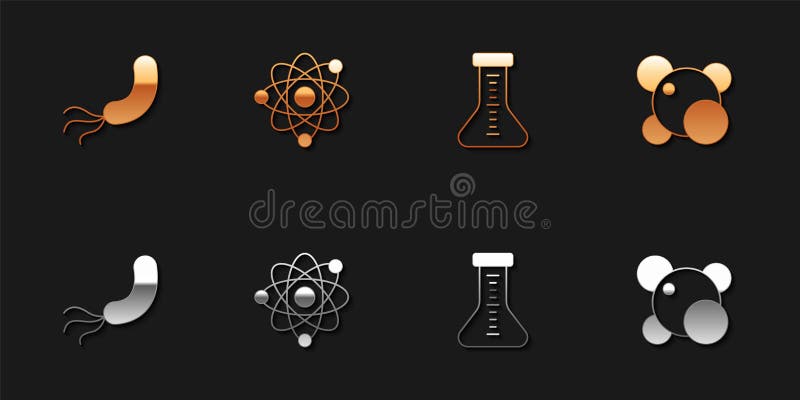 Set Bacteria, Atom, Test Tube and Molecule Icon. Vector Stock Vector ...