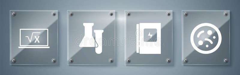 Set Bacteria, Electrical Panel, Test Tube and Flask and Square Root of ...