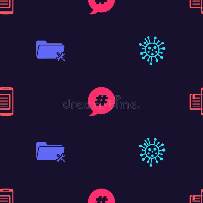 Set Bacteria, Folder Service, Hashtag Speech Bubble and Smartphone and ...