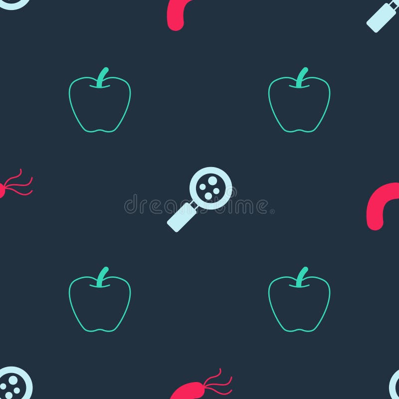Set Bacteria, Microorganisms Under Magnifier and Apple on Seamless ... Set Bacteria, Microorganisms Under Magnifier and Apple on Seamless ...