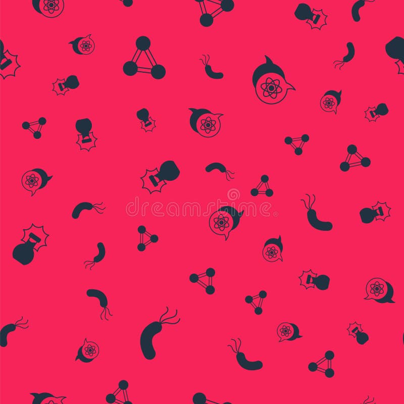 Set Bacteria, Molecule, Explosion in the Flask and Atom on Seamless ...