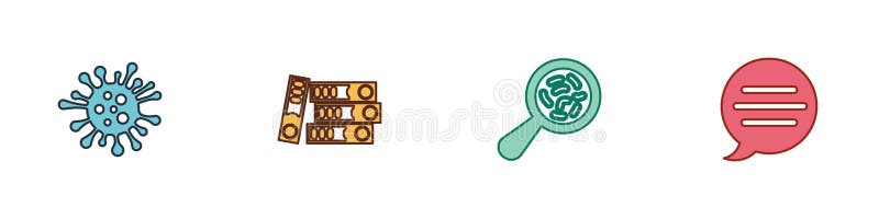 Set Bacteria, Office Folders, Microorganisms Under Magnifier and Speech ...