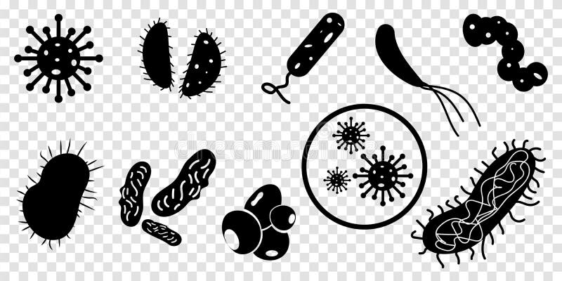 Set of Bacteria Sign. Bacteria, Microbes Icons Stock Vector ...