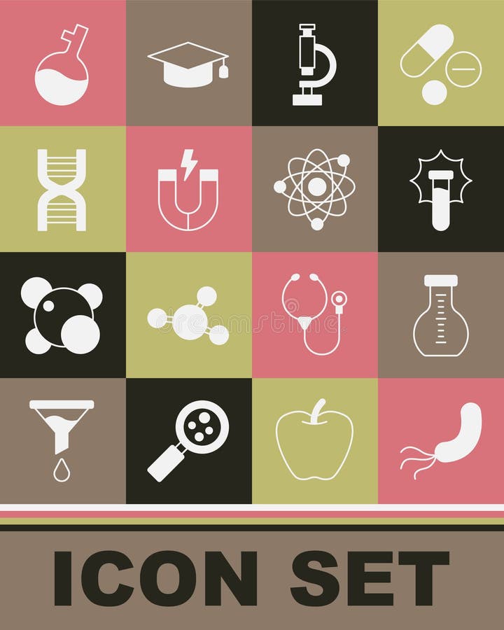 Set Bacteria, Test Tube, Explosion in the Flask, Microscope, Magnet ...