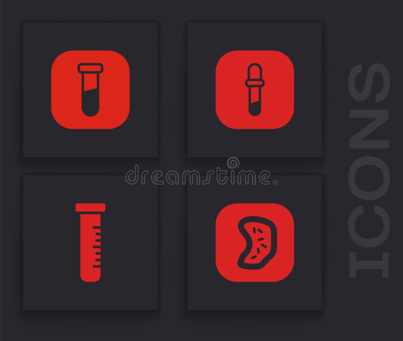 Set Bacteria, Test Tube and Flask, Pipette and Icon. Vector Stock ...