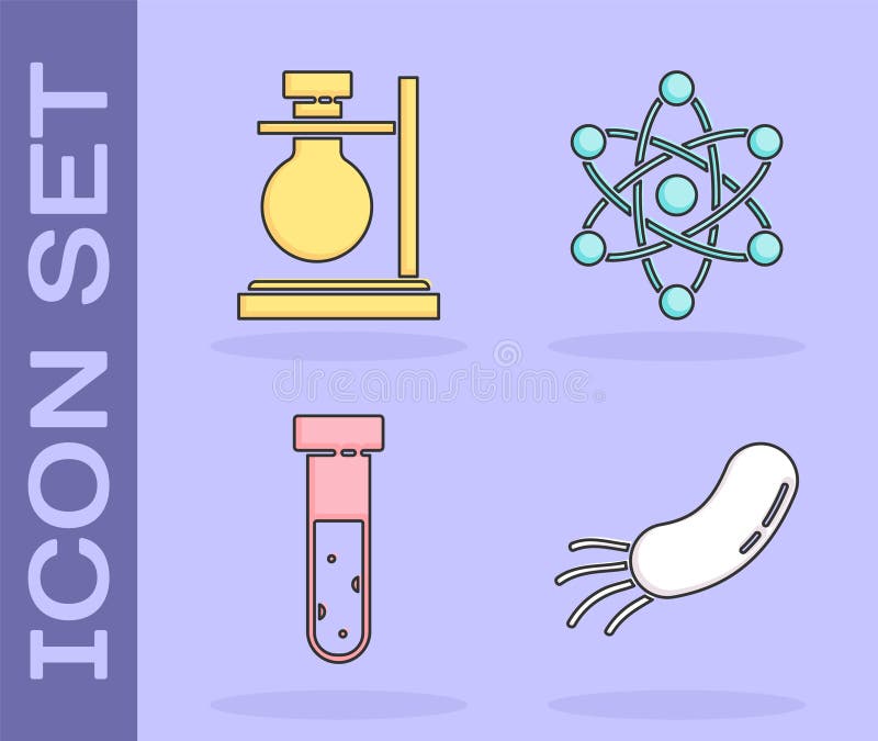 Set Bacteria, Test Tube Flask on Stand, Test Tube and Flask Chemical ...