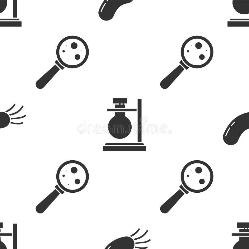 Set Bacteria, Test Tube Flask on Stand and Microorganisms Under ...