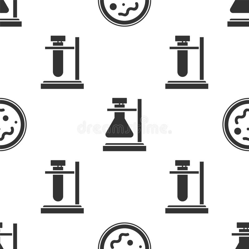 Set Bacteria, Test Tube Flask on Stand and Test Tube Flask on Stand on ...