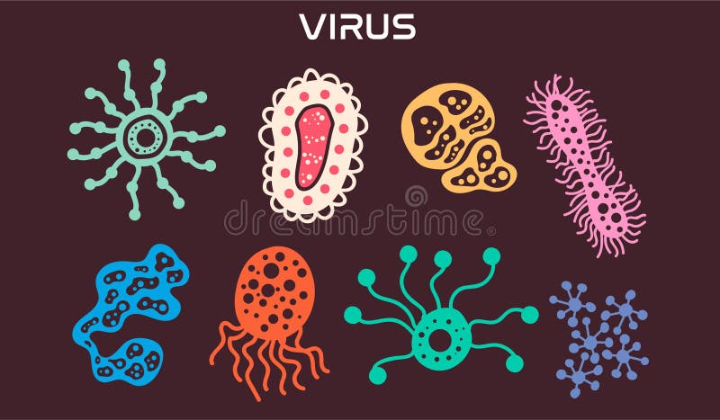 Set of Bacteria and Viruses Icon Using Microscope Stock Vector ...