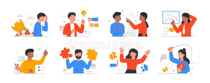 Set of Bad or Failed Team Work Stock Vector - Illustration of ...