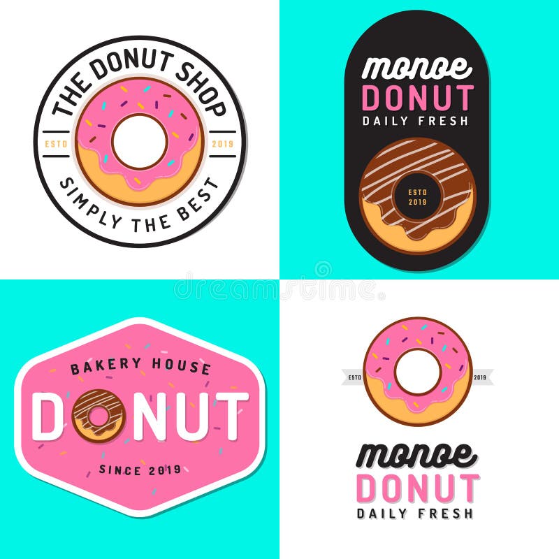 Set of Badges, Banner, Labels and Logos for Donut Shop and Bakery ...
