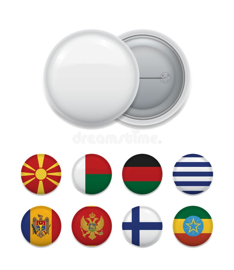 Set of Badges with Country Flags Stock Illustration - Illustration of ...