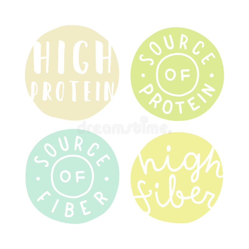 Badges Set.High Protein, Fiber. Stock Vector - Illustration of label ...