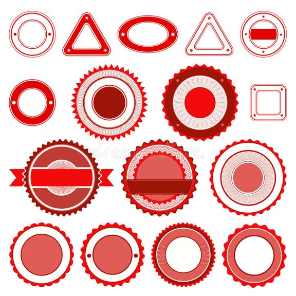 Set of Badges, Labels and Stickers without Text in Red Stock Vector ...